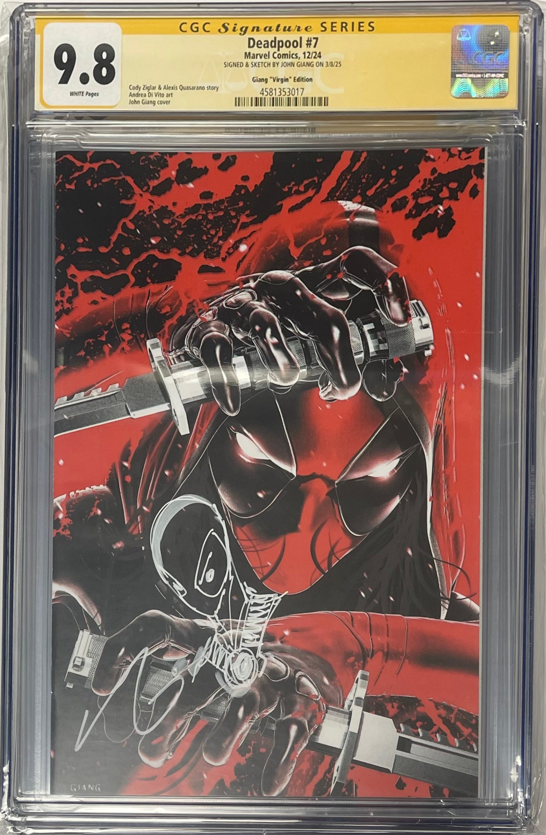 DEADPOOL #7 NEGATIVE BLEED EXCLUSIVE VIRGIN EDITION SIGNED W/DEADPOOL