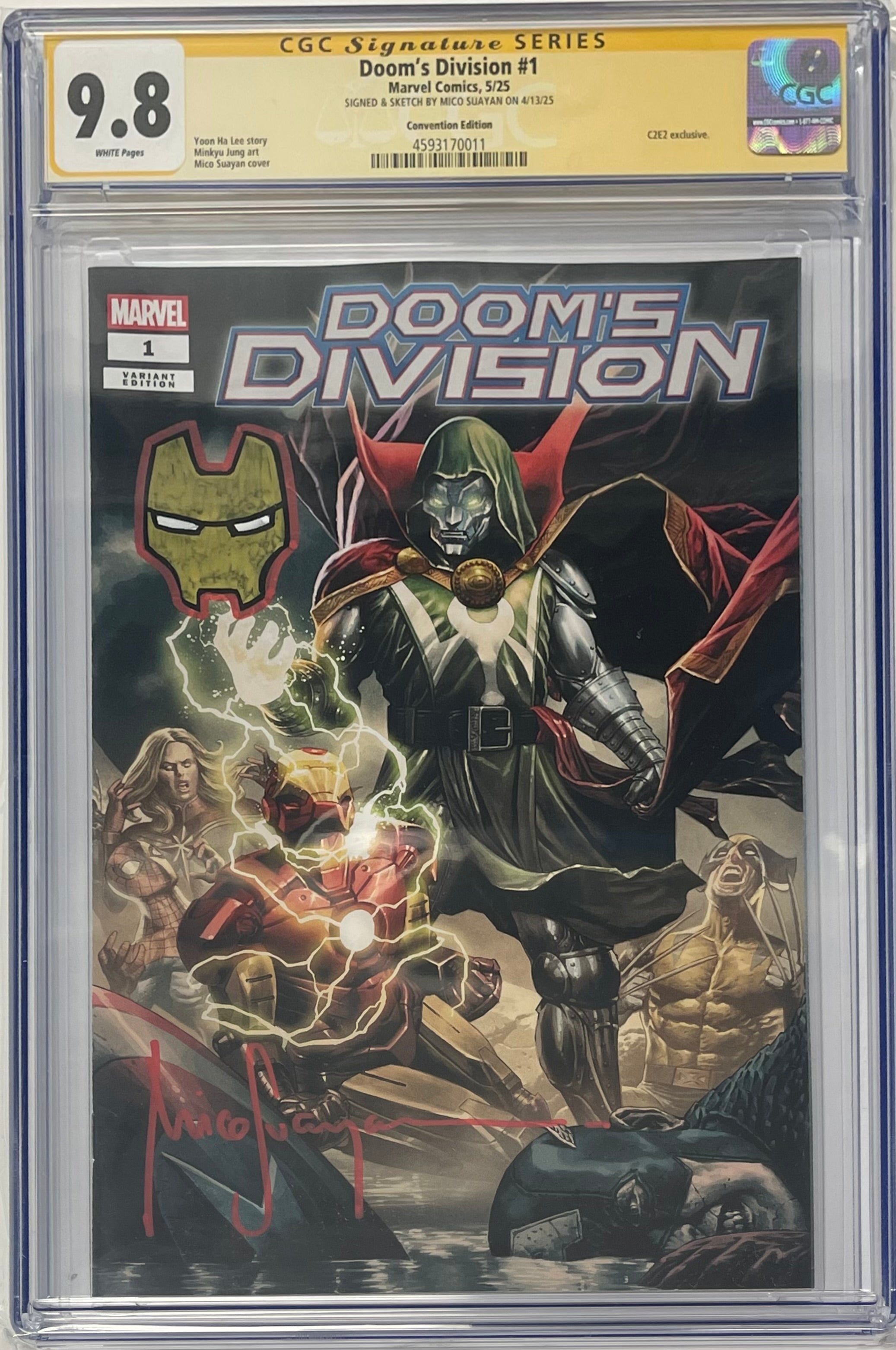 DOOM'S DIVISION #1 C2E2 EXCLUSIVE SIGNED W/IRON MAN COLORED SKETCH BY