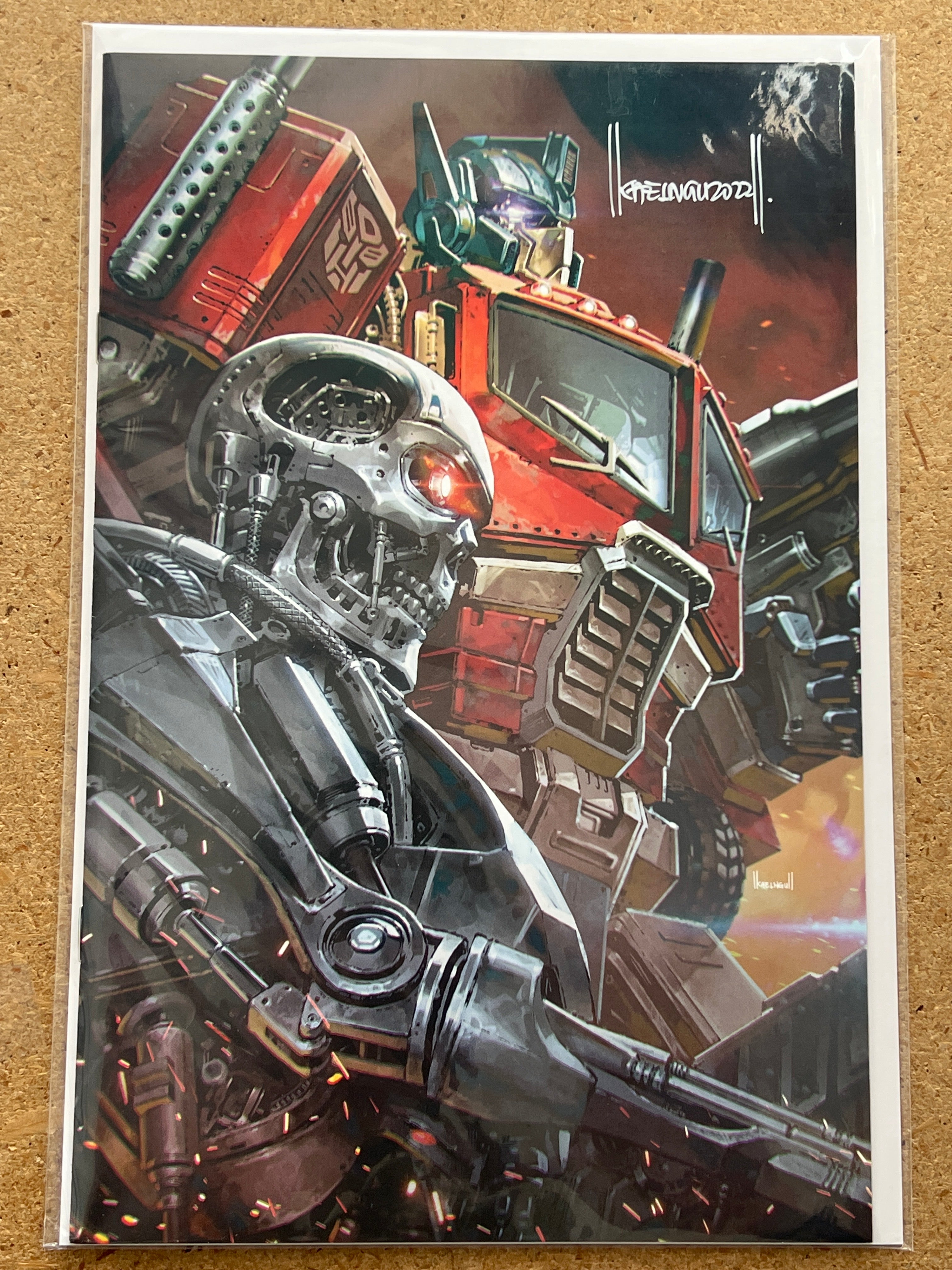 TRANSFORMERS VS TERMINATORS #1 VIRGIN VARIANT SIGNED BY KAEL NGU WITH